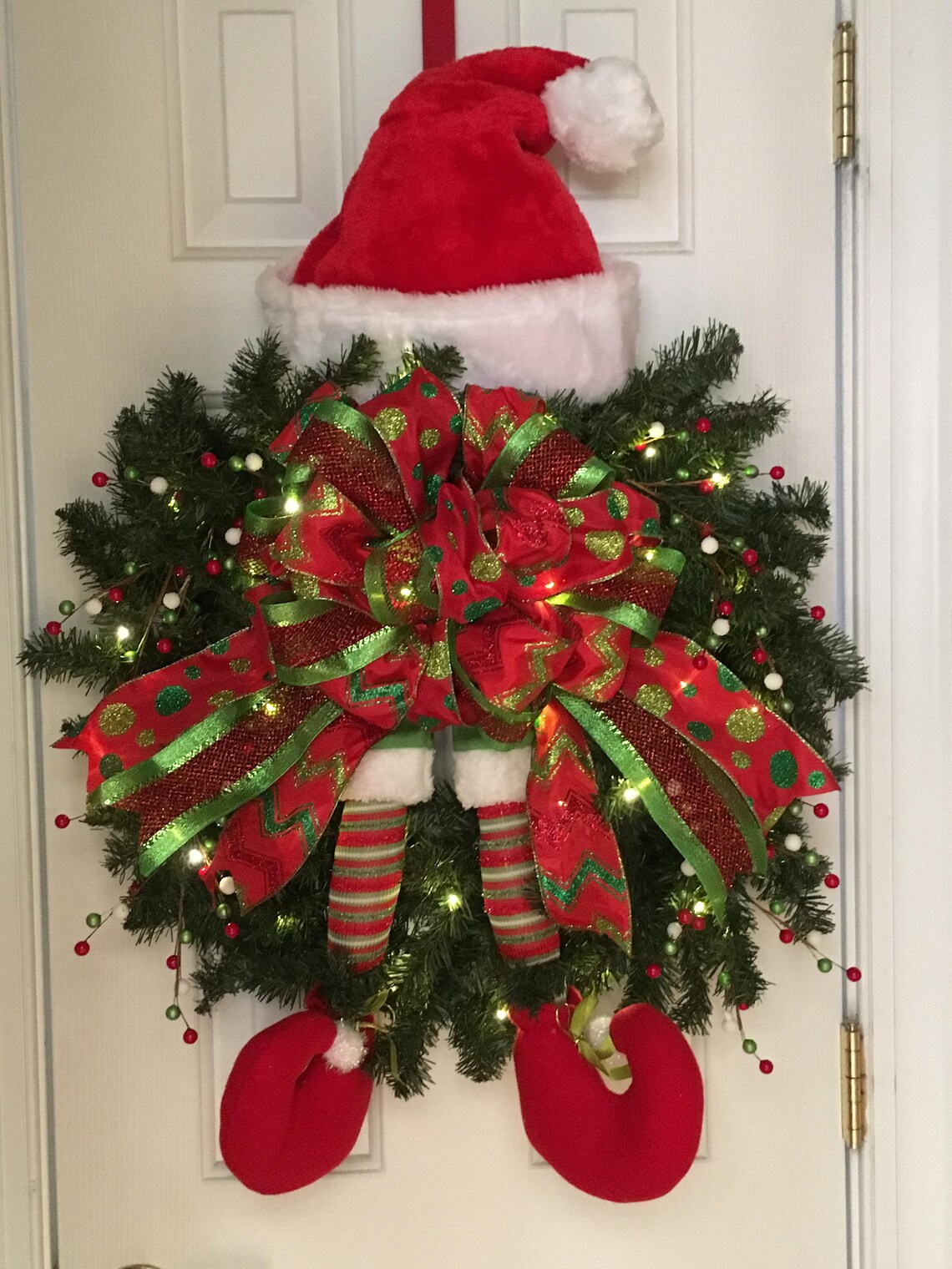 Christmas Elf Wreath:christmas Wreath-elf Legs Wreath-winter Holiday ...
