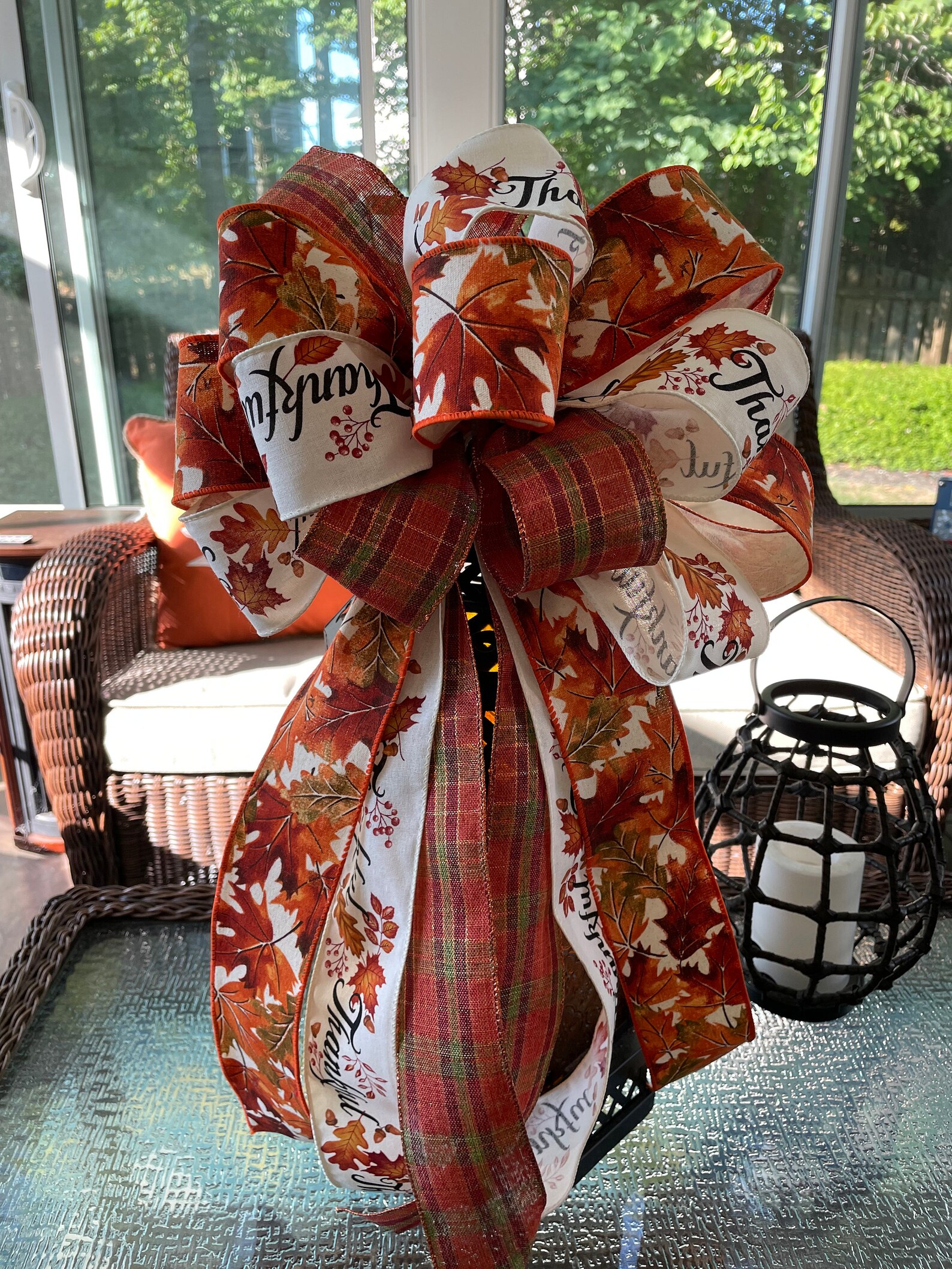 Farmhouse Fall Thanksgiving Wreath Bow: Large Wreath Bow, Fall Thankful ...