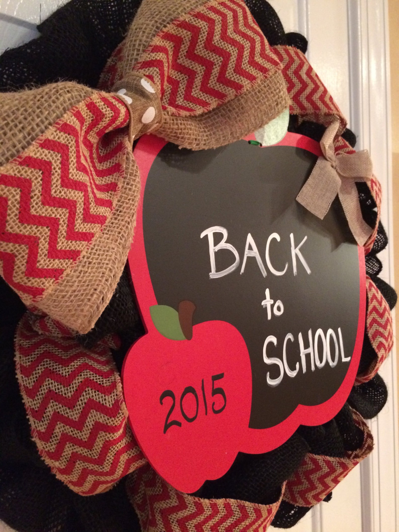 Chalkboard Apple Wreath Back to School Wreath Burlap Apple - Etsy