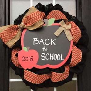 Chalkboard Apple Wreath, Back to School Wreath, Burlap Apple Wreath ...