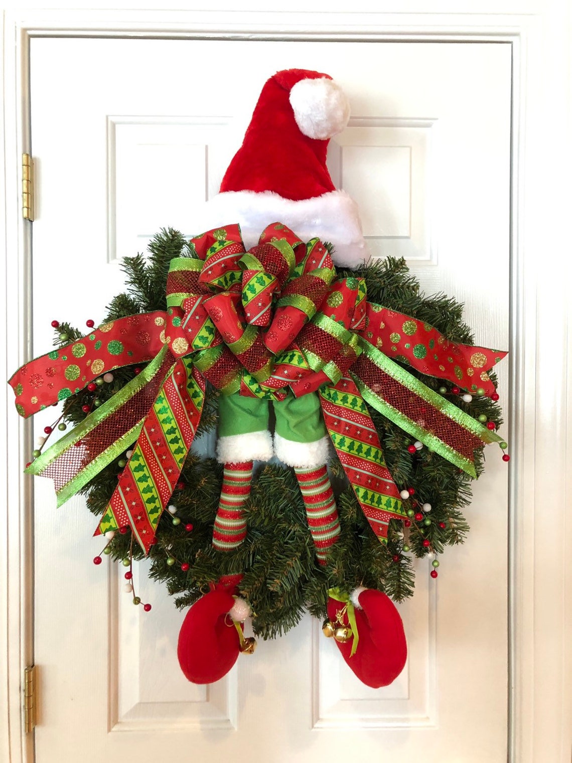Christmas Elf Wreath:christmas Wreath-elf Legs Wreath-winter Holiday ...