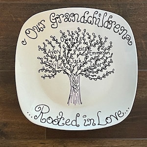 Family Tree Plate: Personalized Grandparent Plate, Family Name Plate ...