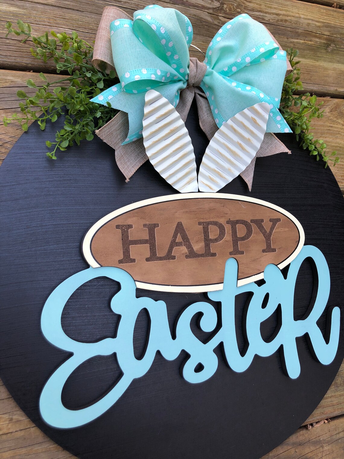 Farmhouse Happy Easter Wood Door Hanger Painted | Etsy