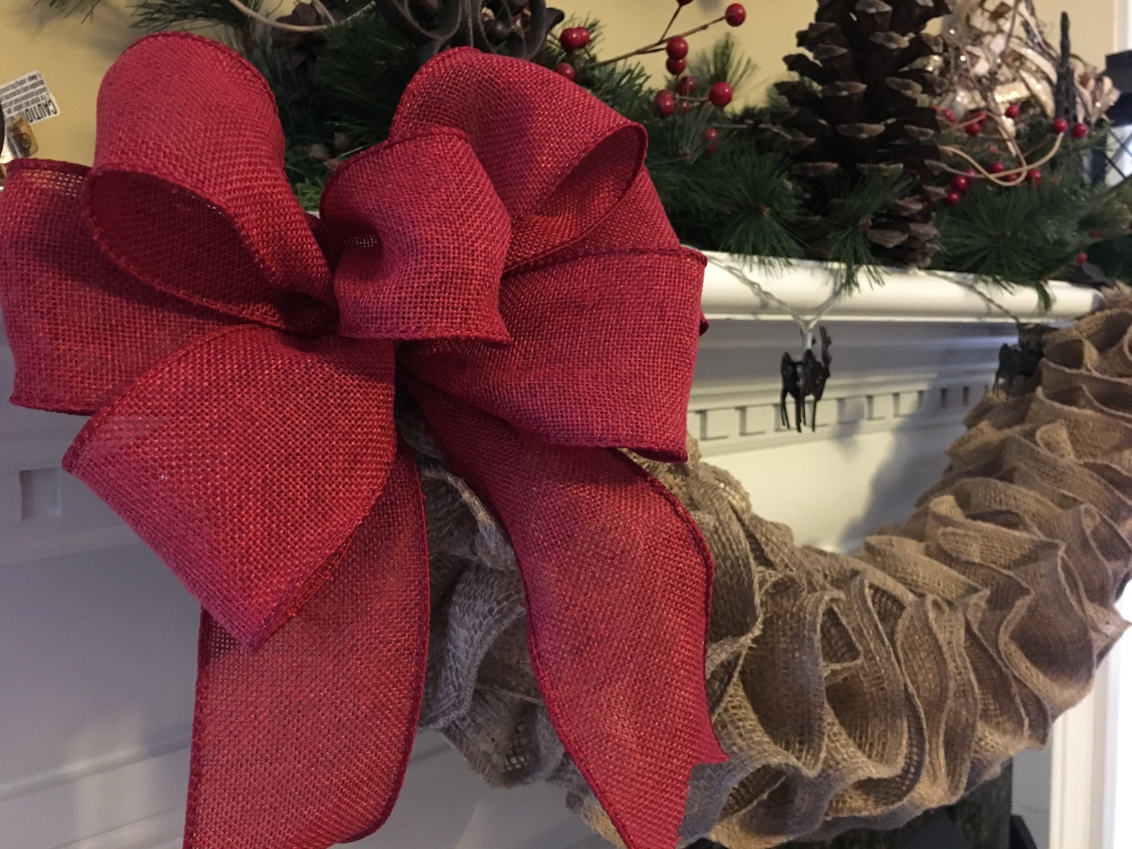 Basic Burgundy Christmas Bow Solid Red Bow Burgundy Burlap | Etsy