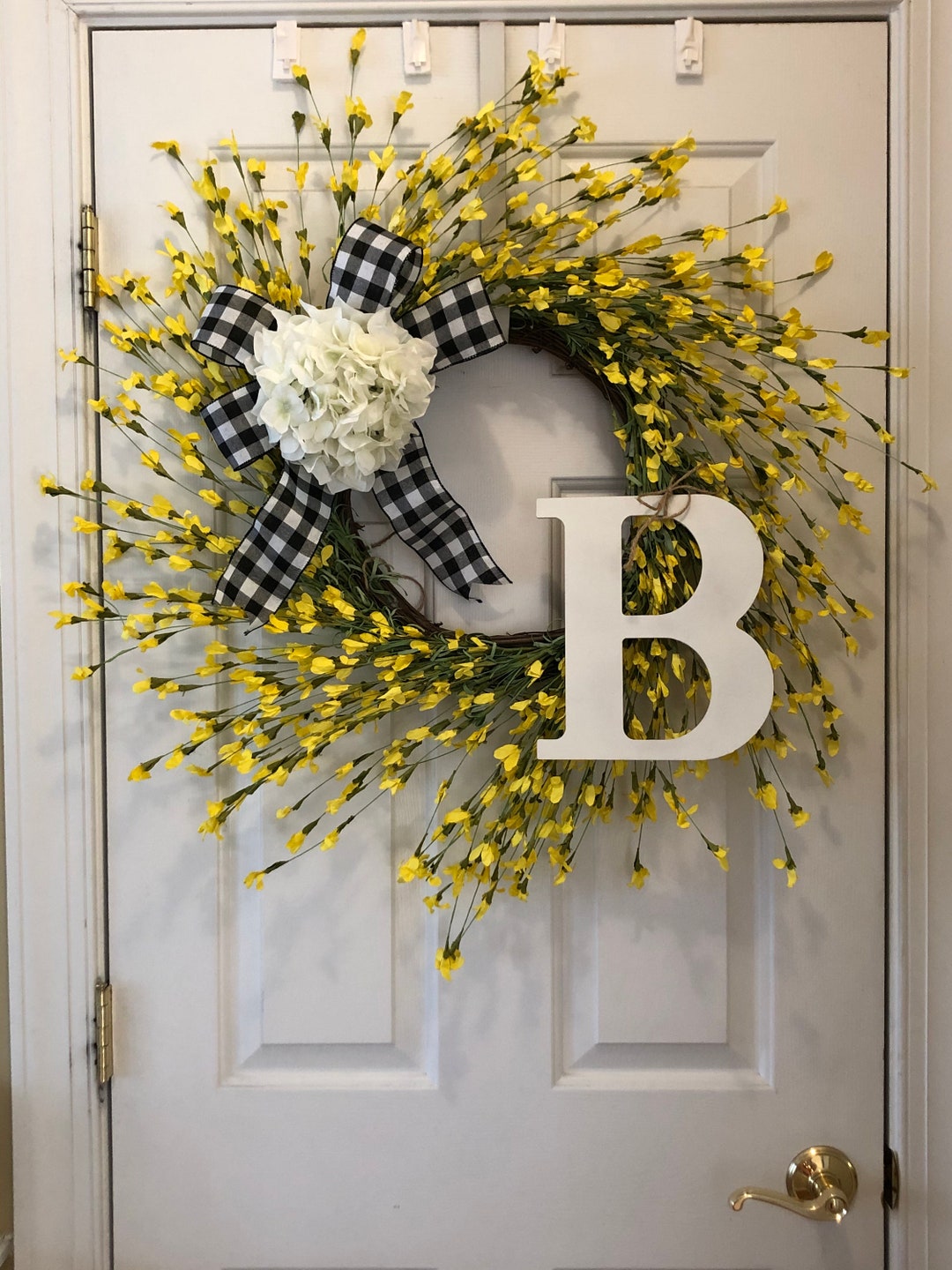 Farmhouse Spring Wreath: Spring Floral Wreath, Yellow Forsythia ...