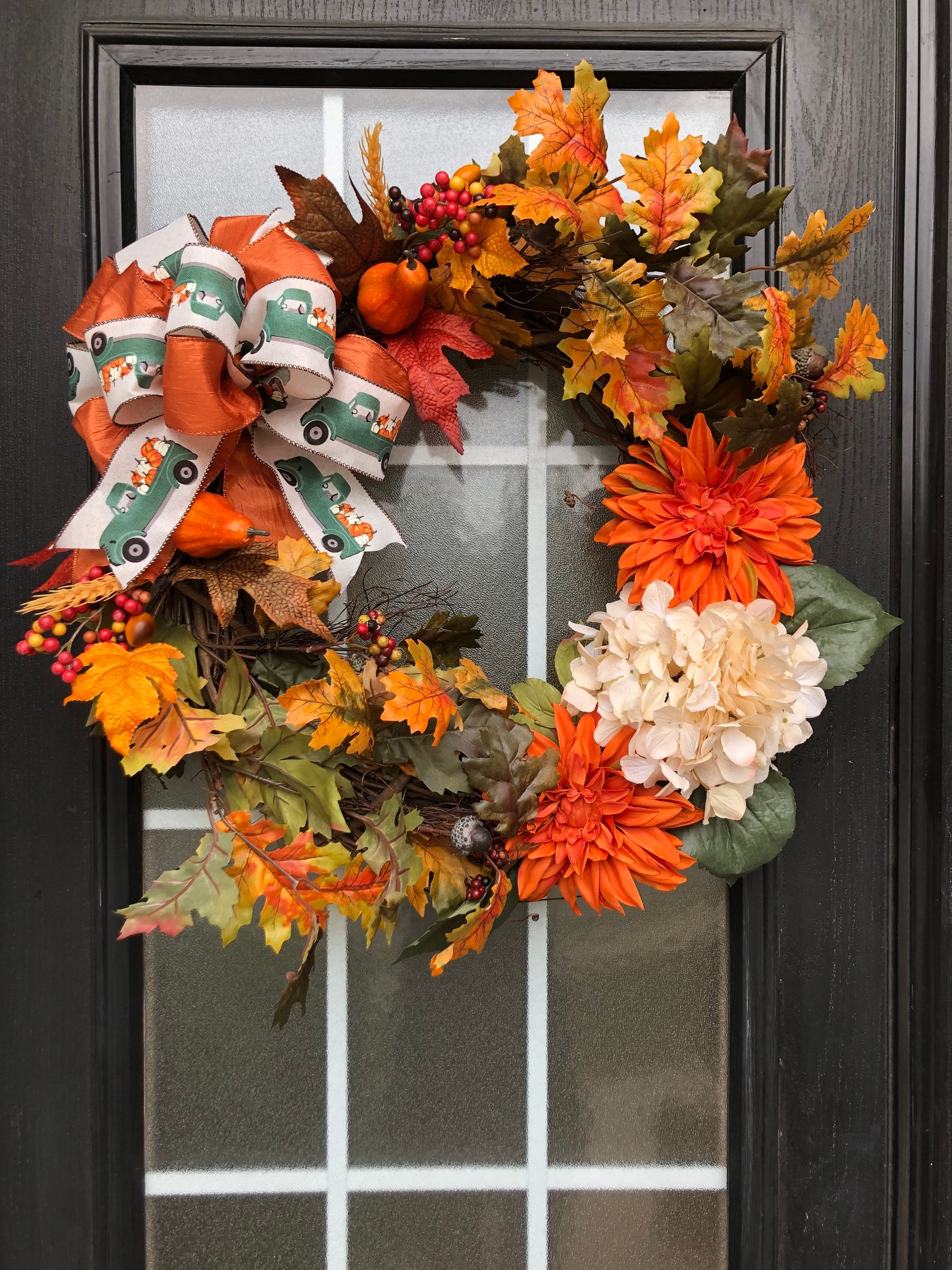 Truck Themed Fall Wreath Fall Floral Wreath Door Decor | Etsy