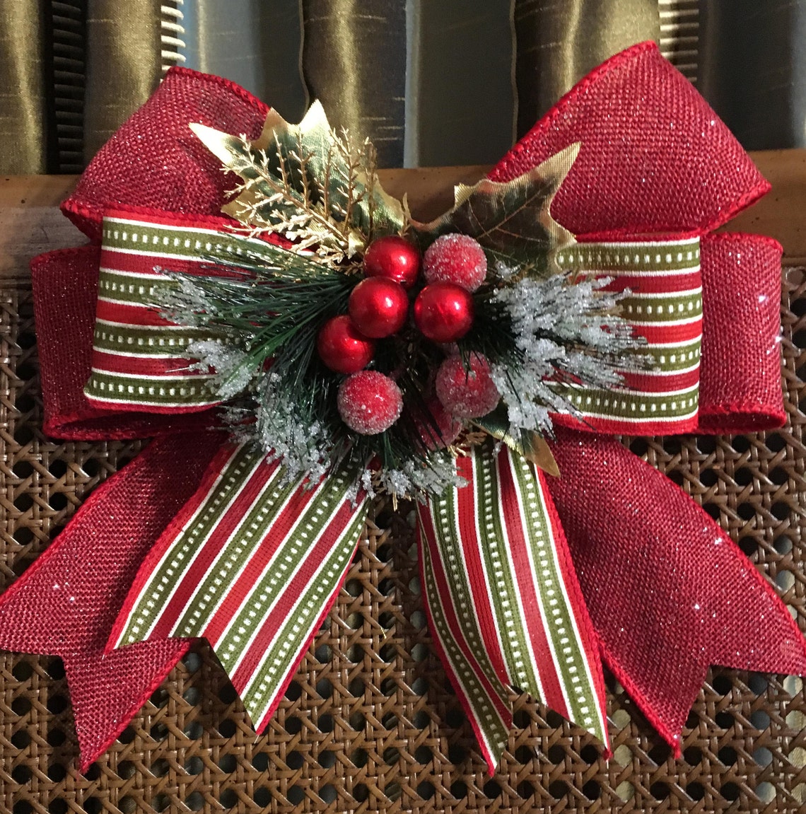 Christmas Bow Christmas Burlap Bow Holiday Bow Wreath Bow | Etsy