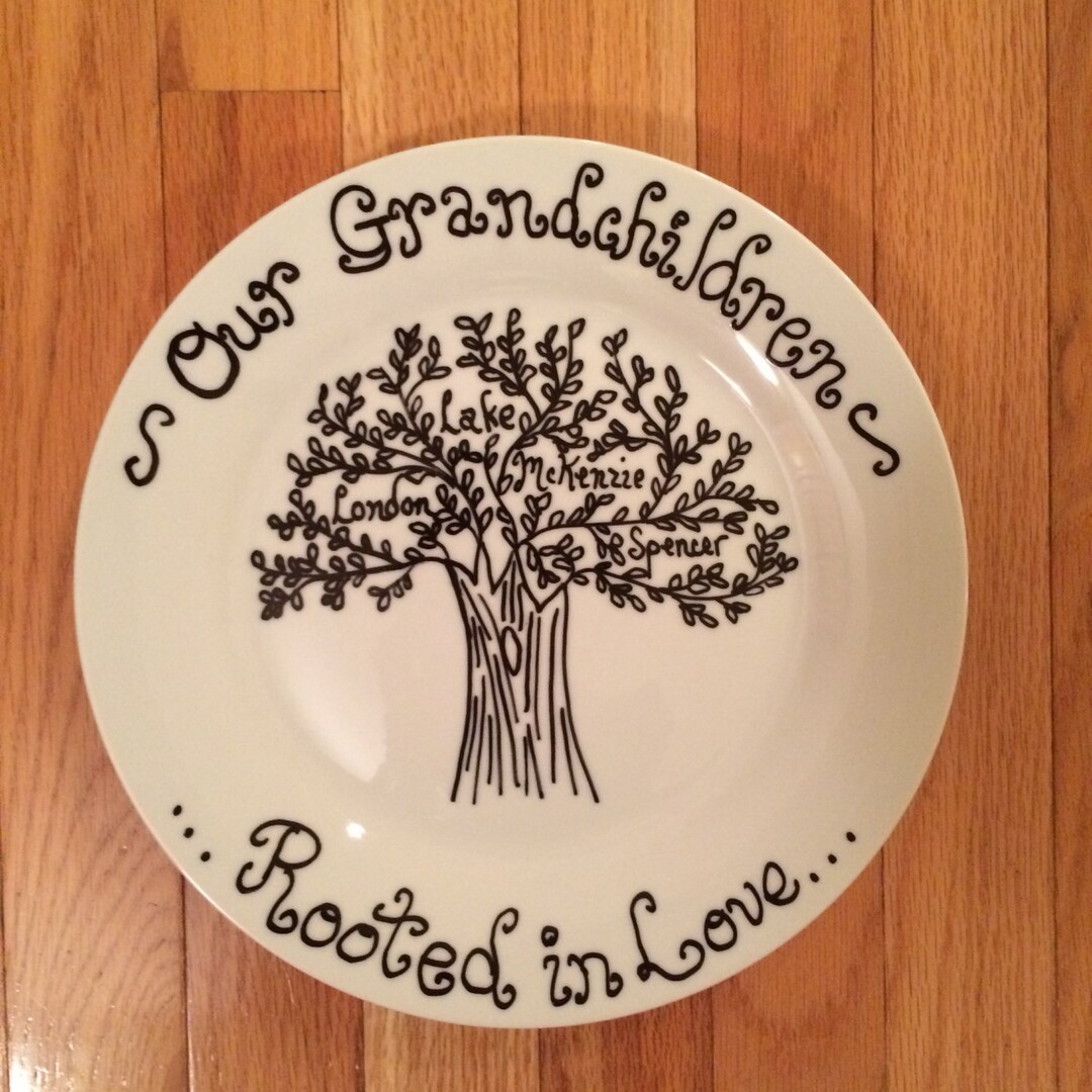 Family Tree Plate: Personalized Grandparent Plate Family Name - Etsy
