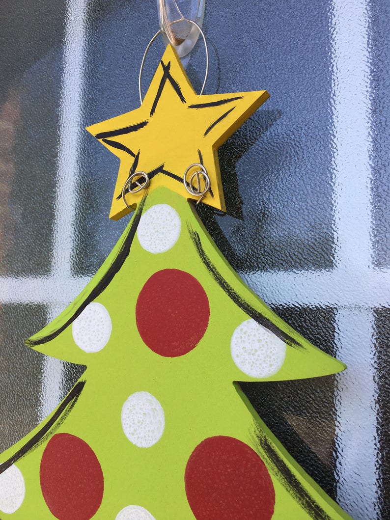 Christmas Tree Door Hanger, Painted Christmas Tree Door Hanger, Winter ...