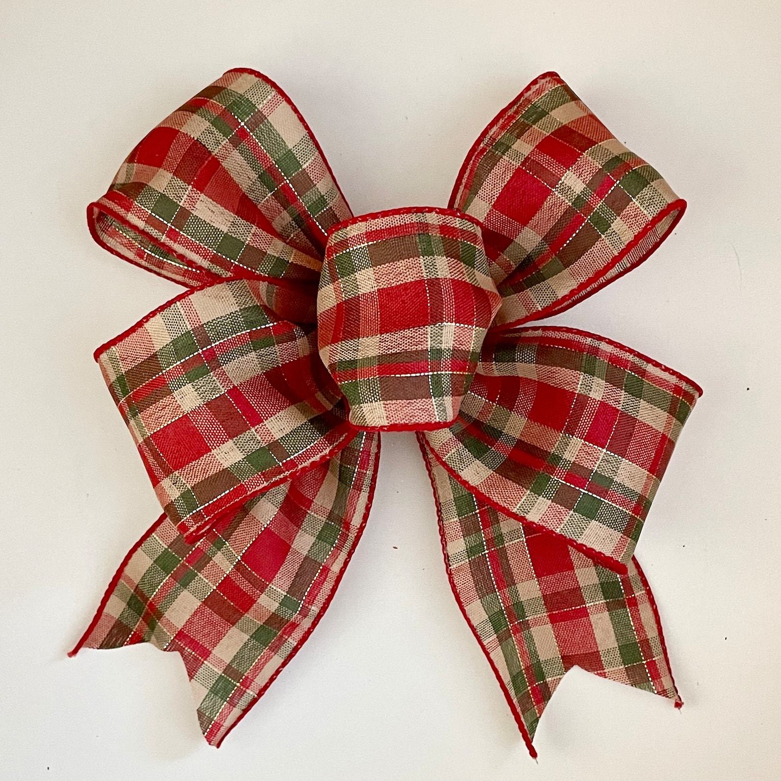 Basic Red and Green Plaid Christmas Bow Plaid Farmhouse Bow - Etsy