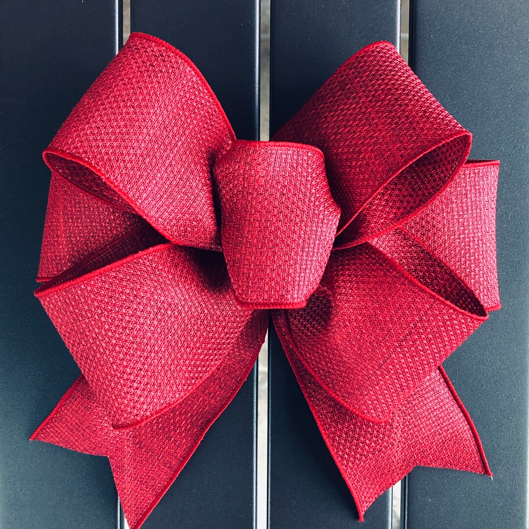 Basic Burgundy Christmas Bow, Solid Red Bow, Burgundy Burlap Bow, Red ...