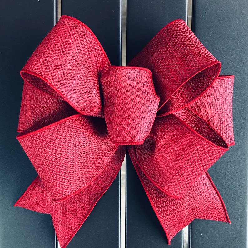 Basic Burgundy Christmas Bow Solid Red Bow Burgundy Burlap - Etsy