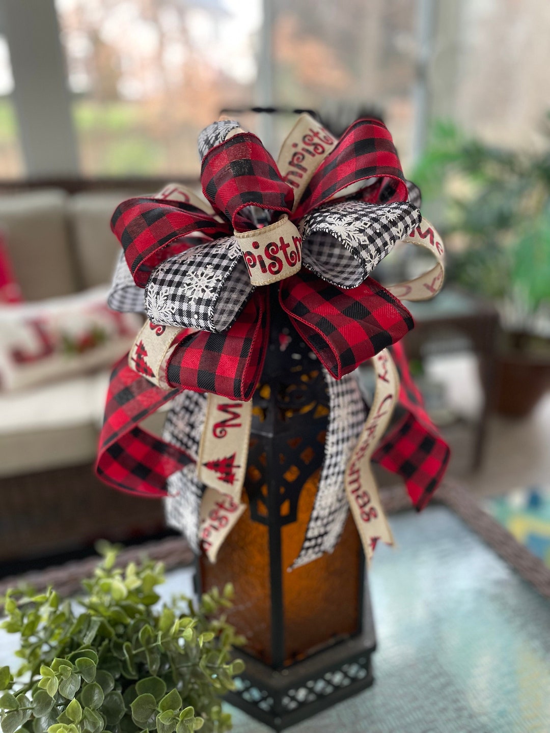 Farmhouse Christmas Wreath Bow: Farmhouse Tree Topper Bow, Bow W ...