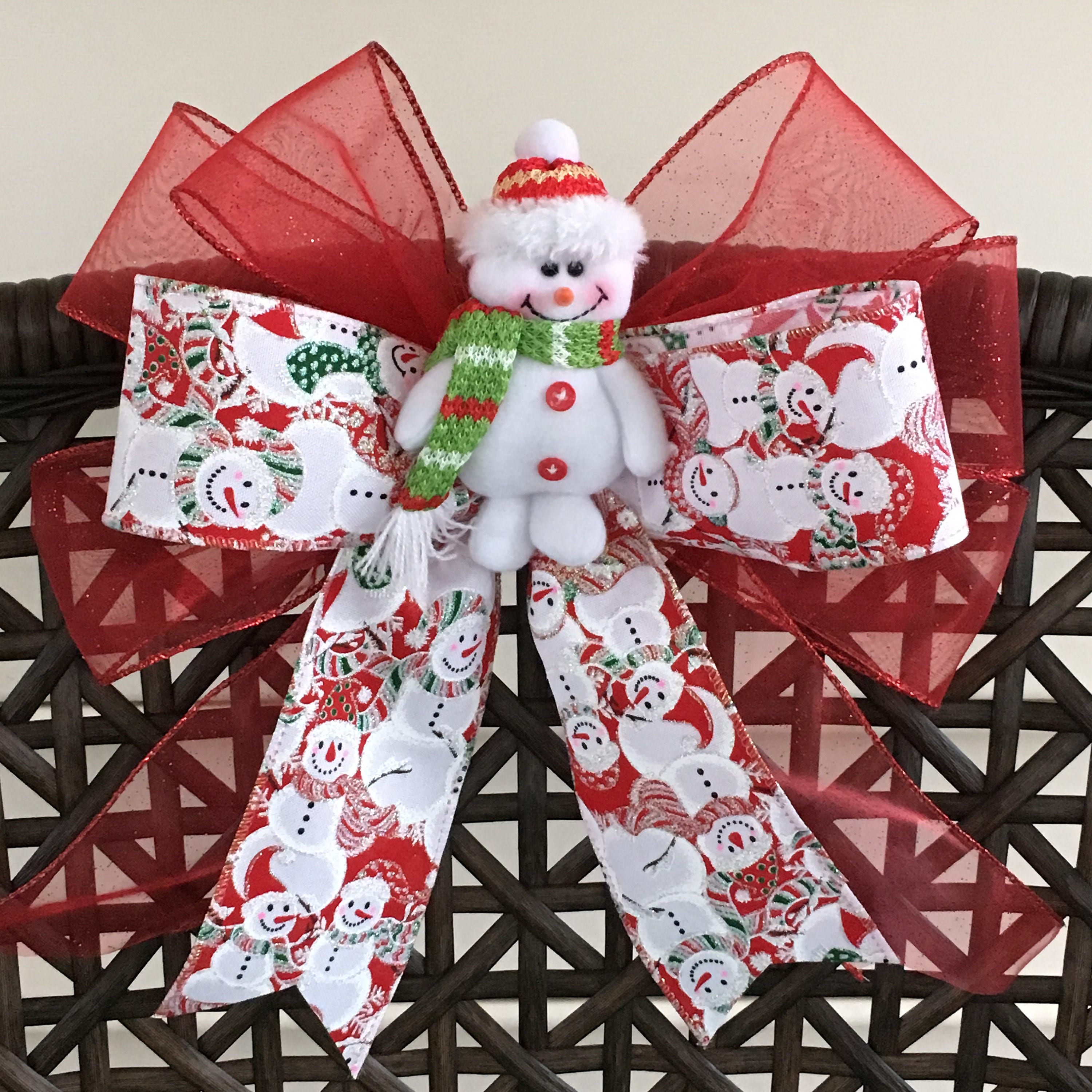 Snowman Bow Christmas Bow Holiday Bow Wreath Bow Christmas | Etsy