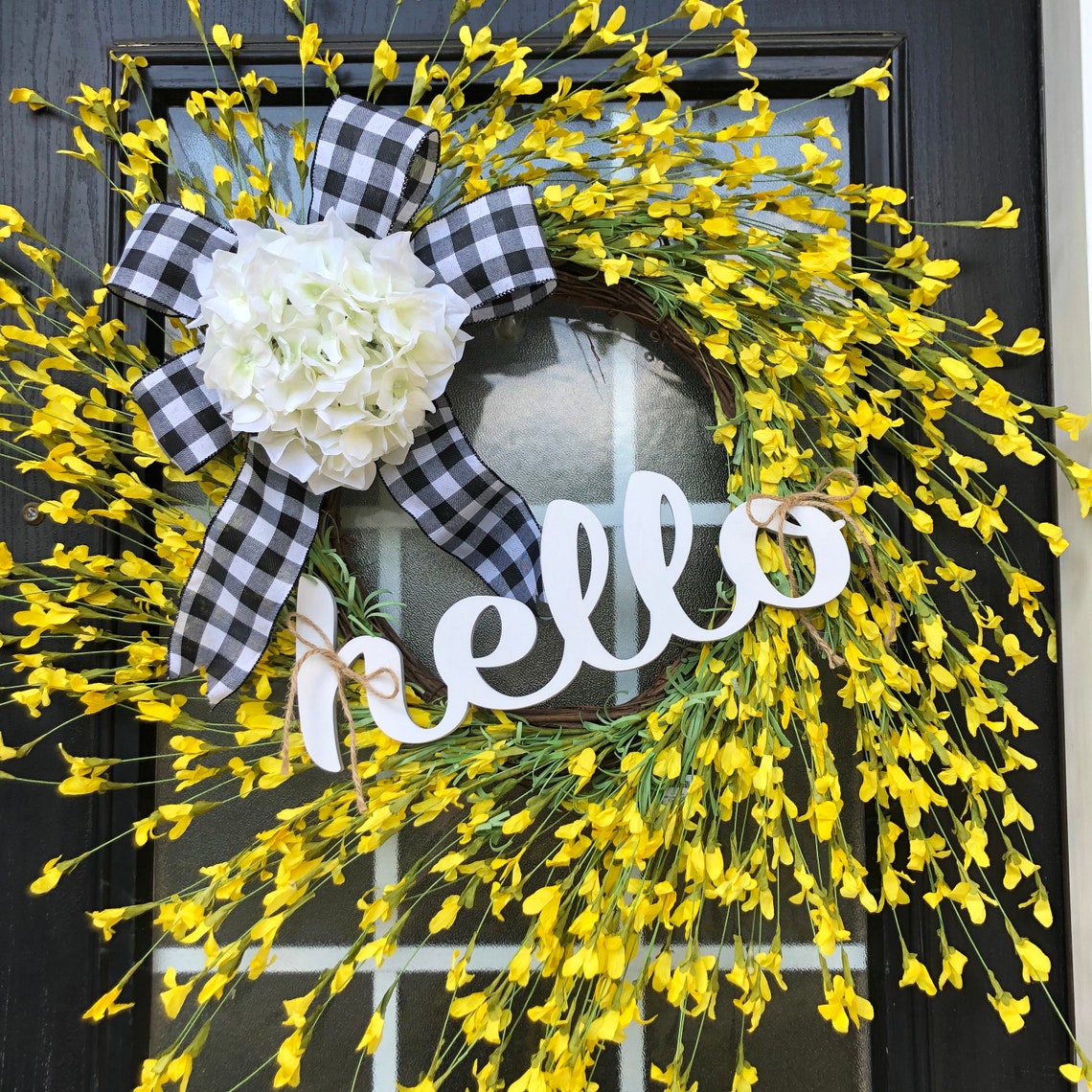 Farmhouse Spring Wreath: Spring Floral Wreath Yellow - Etsy