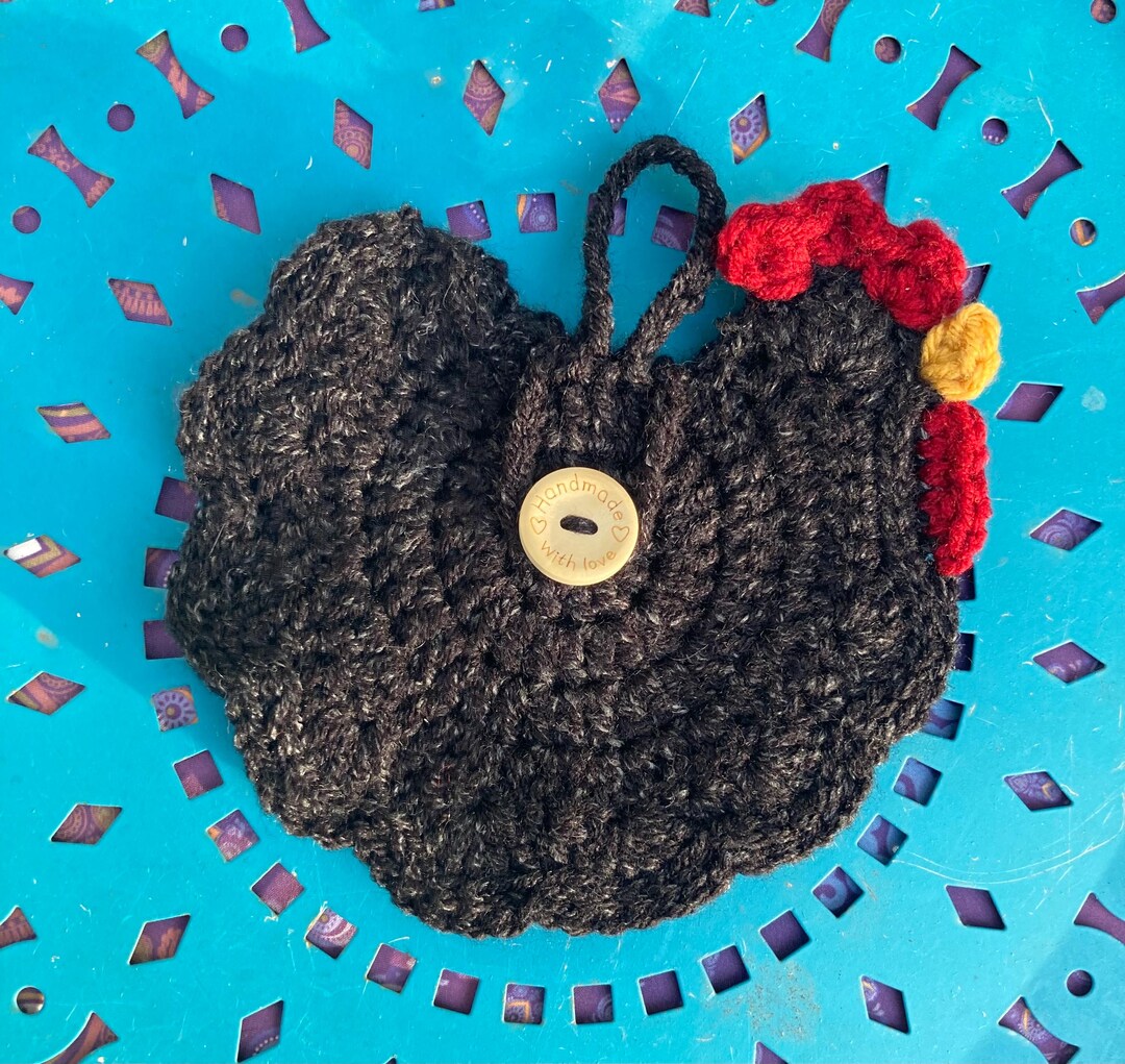 Crochet Chicken Pouch - Black - Etsy