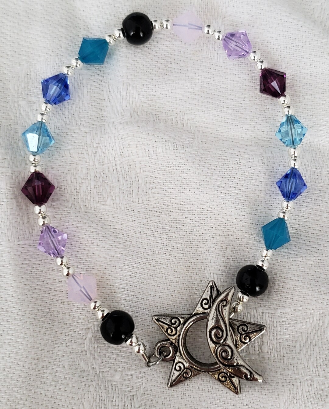 Swarovski Crystal, Star & Moon Clasp Beaded Bracelet - Etsy