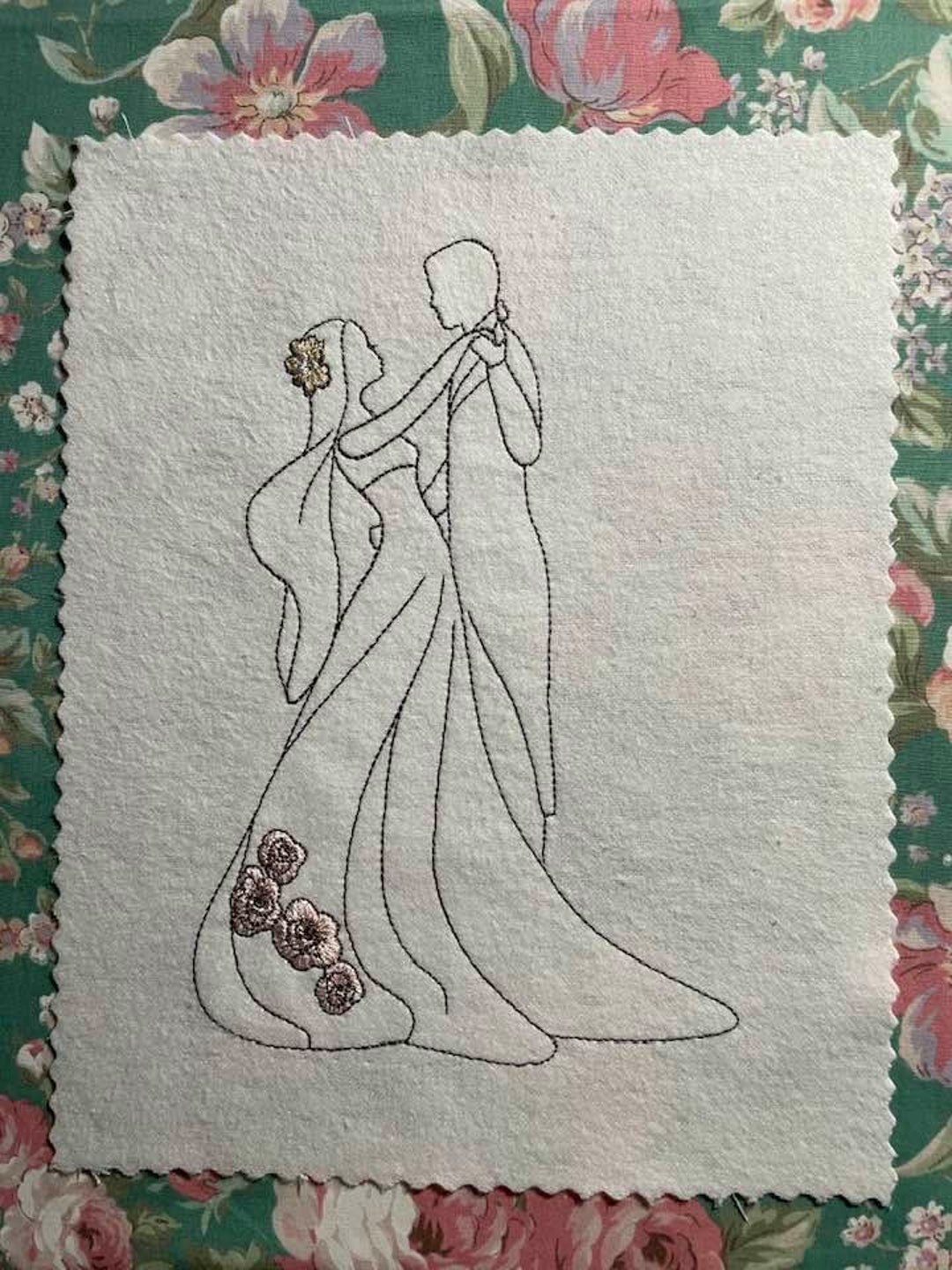 Dancing BRIDAL COUPLE Design for Machine Embroidery Fabric and ...