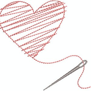 Scribble-styled THREAD HEART Design for Machine Embroidery in Two ...