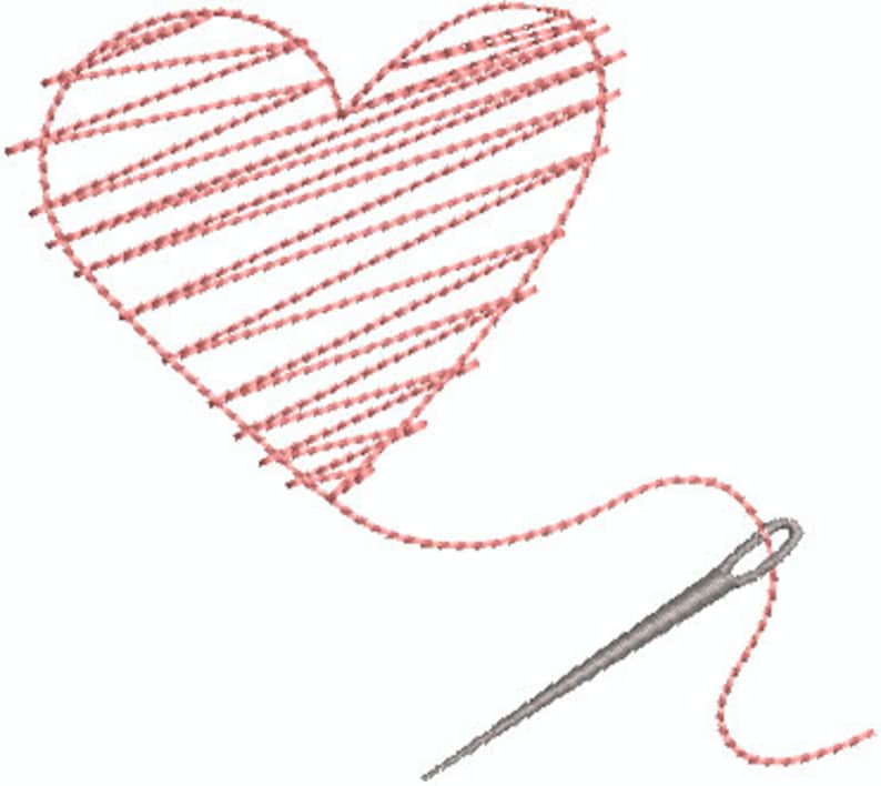 Scribble-styled THREAD HEART Design for Machine Embroidery in - Etsy