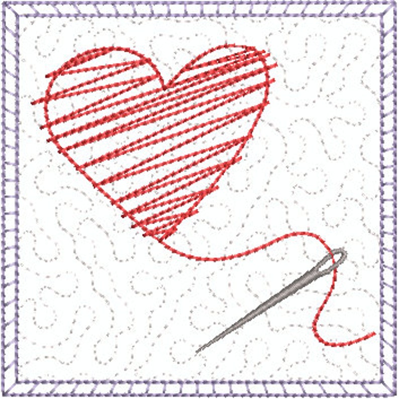 Scribble-styled THREAD HEART Design for Machine Embroidery in | Etsy