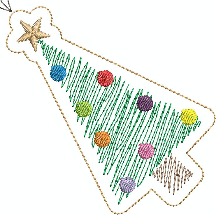 SCRIBBLE Christmas Tree Ornament for 4x4" Machine Embroidery Hoop - Etsy