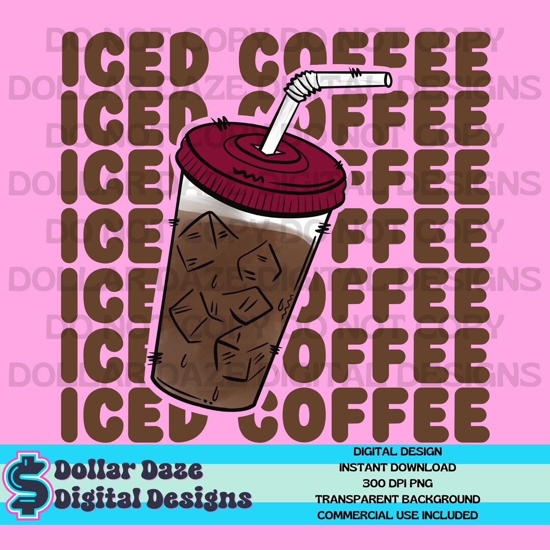Iced Coffee Stacked Letters Retro Coffee Junkie Lover Digital - Etsy