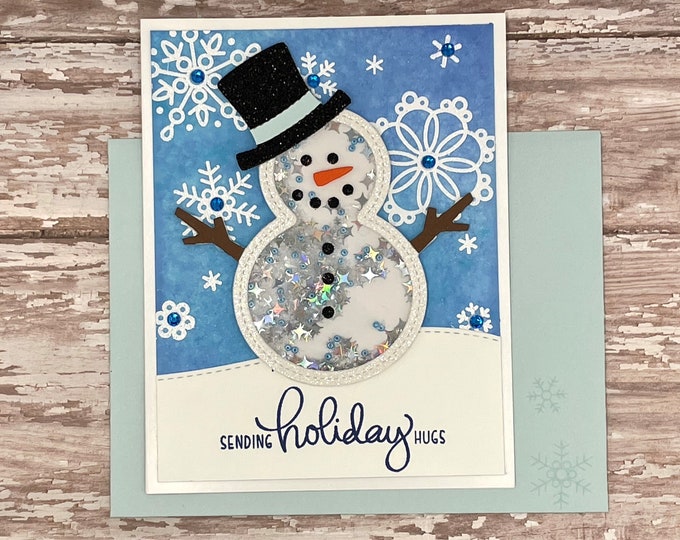 Snowman SHAKER Card- Handmade Christmas Cards Bundle- Christmas Card ...