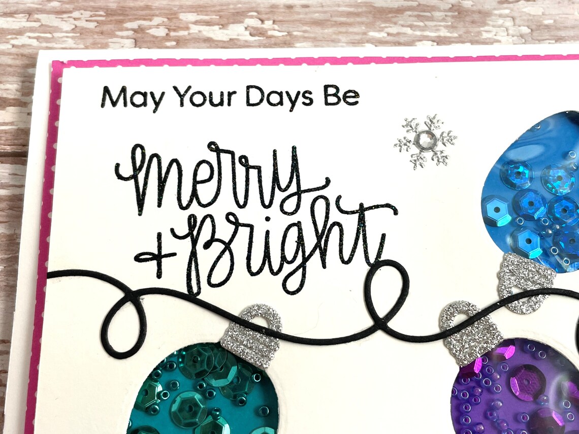 Christmas Lights SHAKER Card- Handmade Christmas Card - Etsy