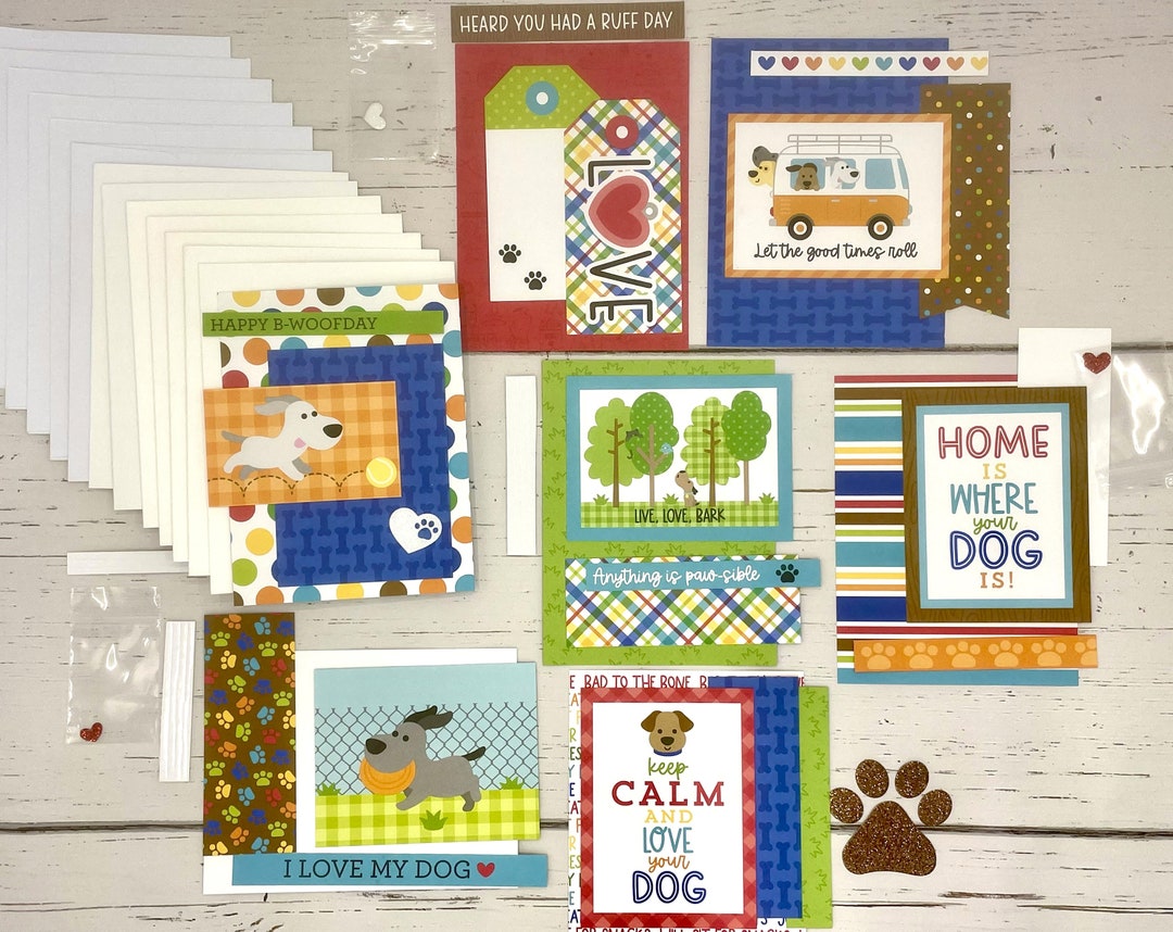 Dog Lovers Kit #3- All Occasions Card Making Kit- 7 Card DIY Kit- All ...