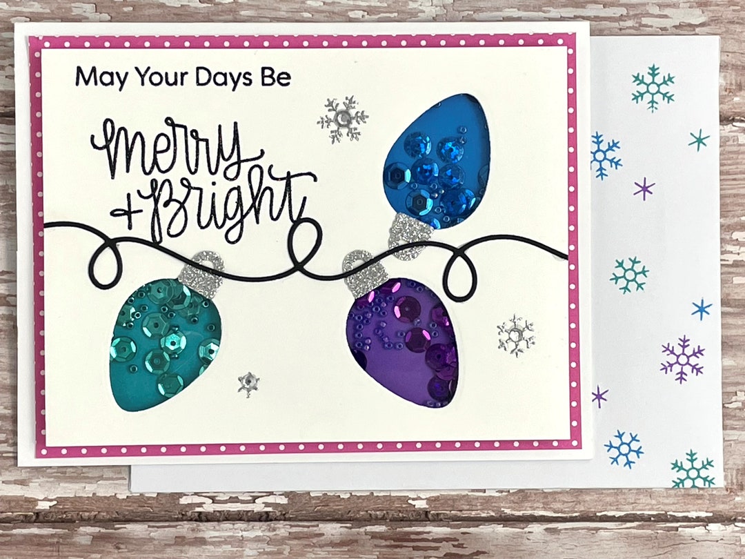 Christmas Lights SHAKER Card- Handmade Christmas Card - Etsy