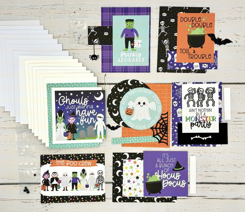 Halloween Card Making Kit Monster Mash Collection #1- 7 Card Variety ...