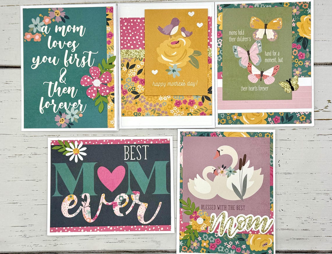 Happy Mother's Day Card Pack- Assortment of 5 COMPLETED Handmade Cards ...