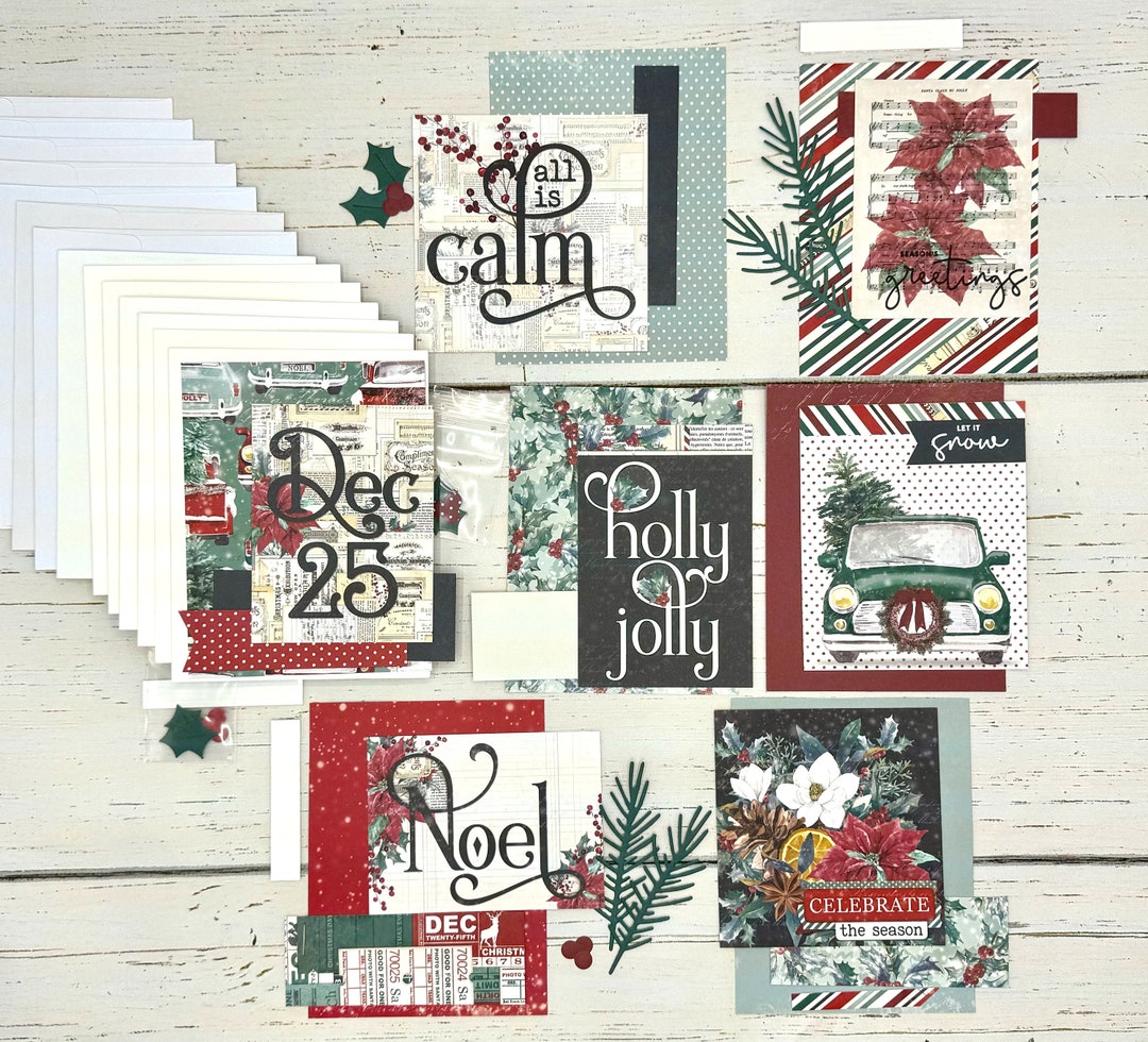 Vintage Christmas Card Making Kit- DIY Card Kit- Make Your Own Cards ...