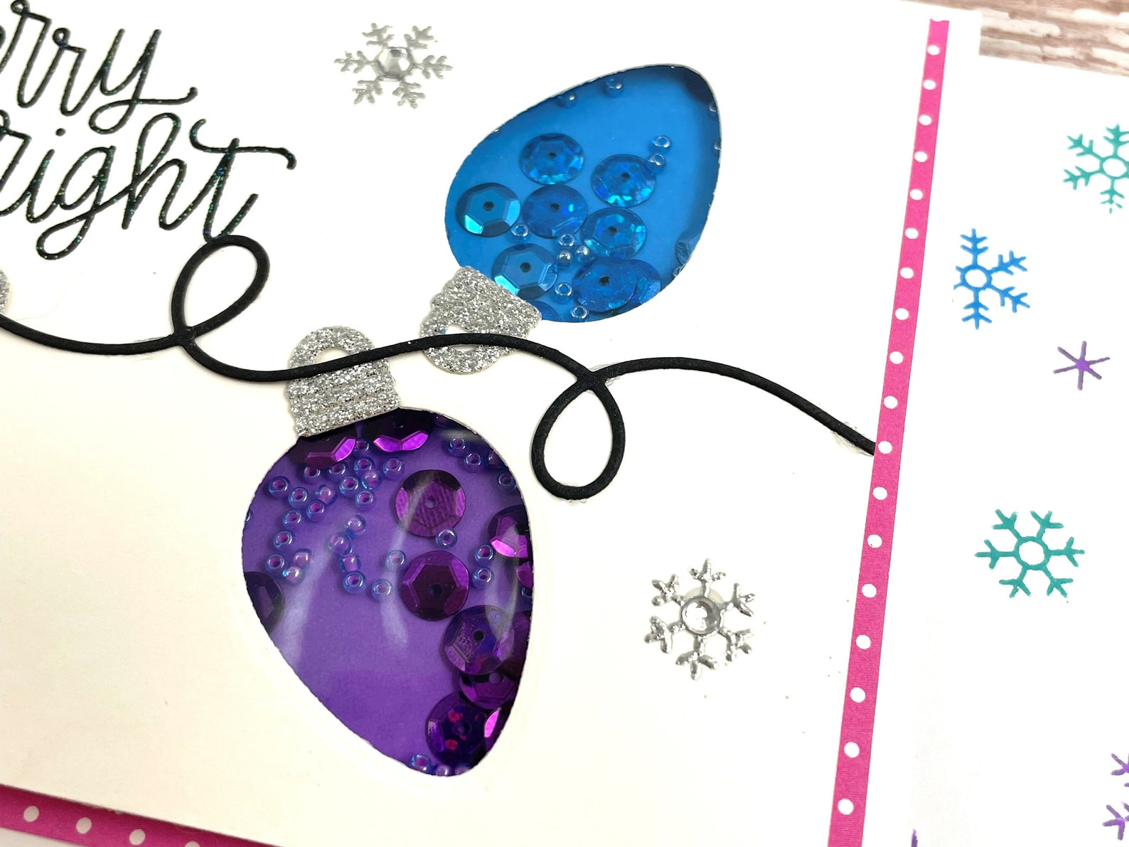 Christmas Lights SHAKER Card- Handmade Christmas Card - Etsy