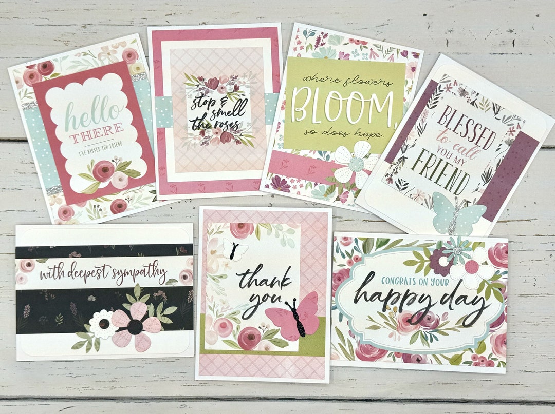 Set of 7 All Occasions Cards- COMPLETED Card Pack- Handmade Cards- Card ...
