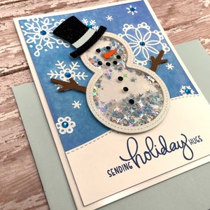 Snowman SHAKER Card Handmade Christmas Cards Bundle Christmas Card Pack ...
