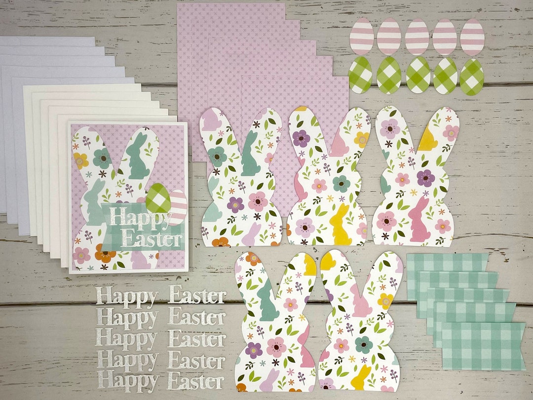 Easter Bunny Card Kit- Card Making Kit for Easter- 5 Card DIY Kit ...