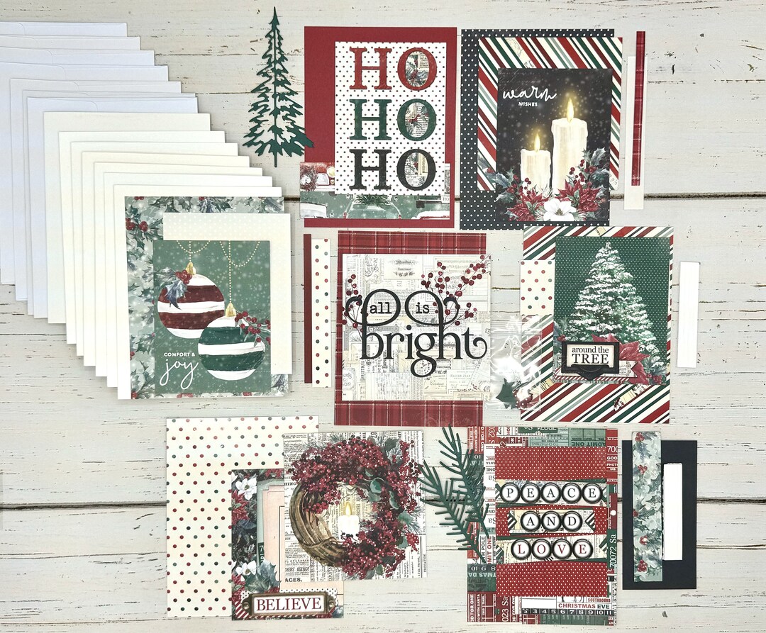 Vintage Christmas Card Making Kit- DIY Card Kit- Make Your Own Cards ...