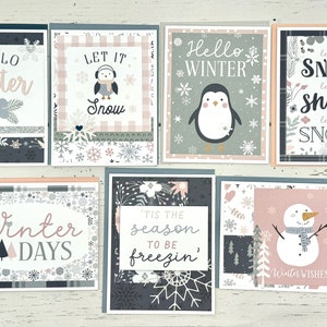Winter Card Making Kit #1- 7 Card DIY Kit- Make Your Own Adorable Snowy ...