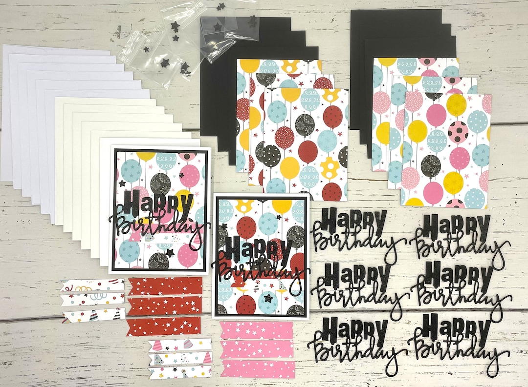 Happy Birthday Card Making Kit 6 Card DIY Kit Masculine & Feminine Card ...