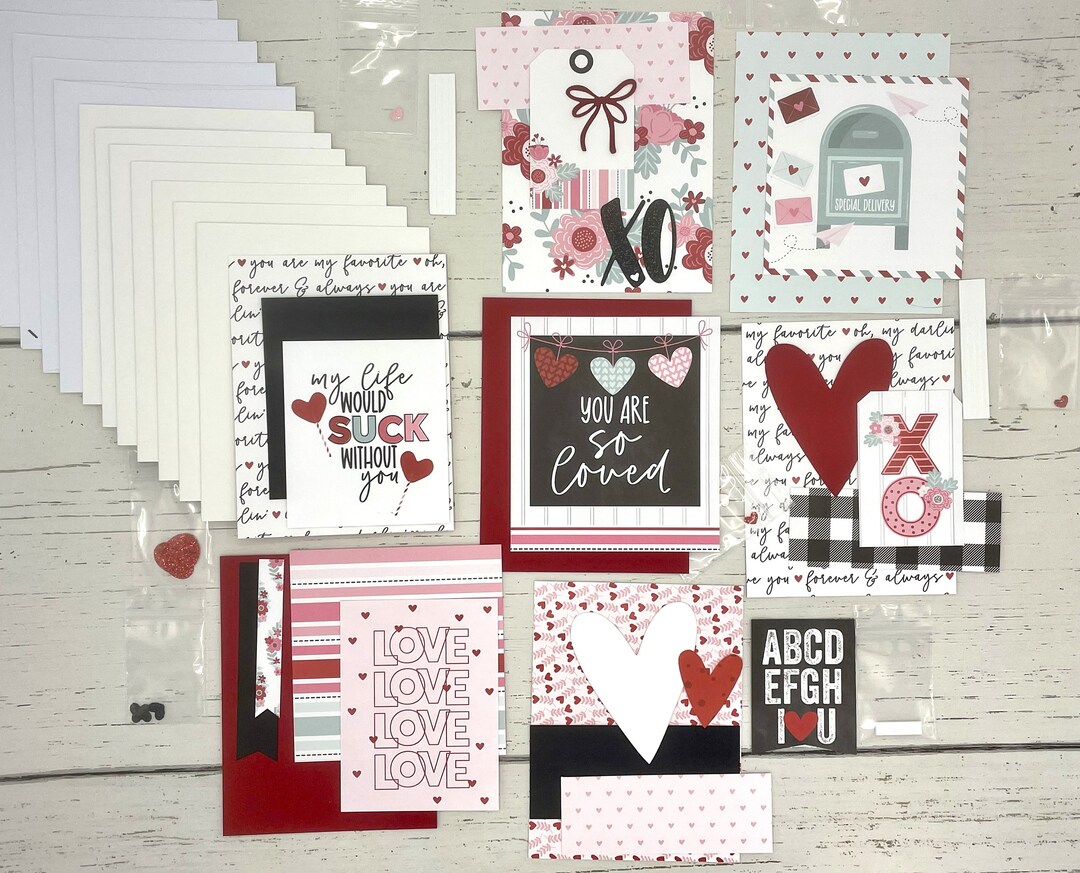 Valentine's Card Making Kit #3 Love Notes Collection- 7 Card DIY Kit ...