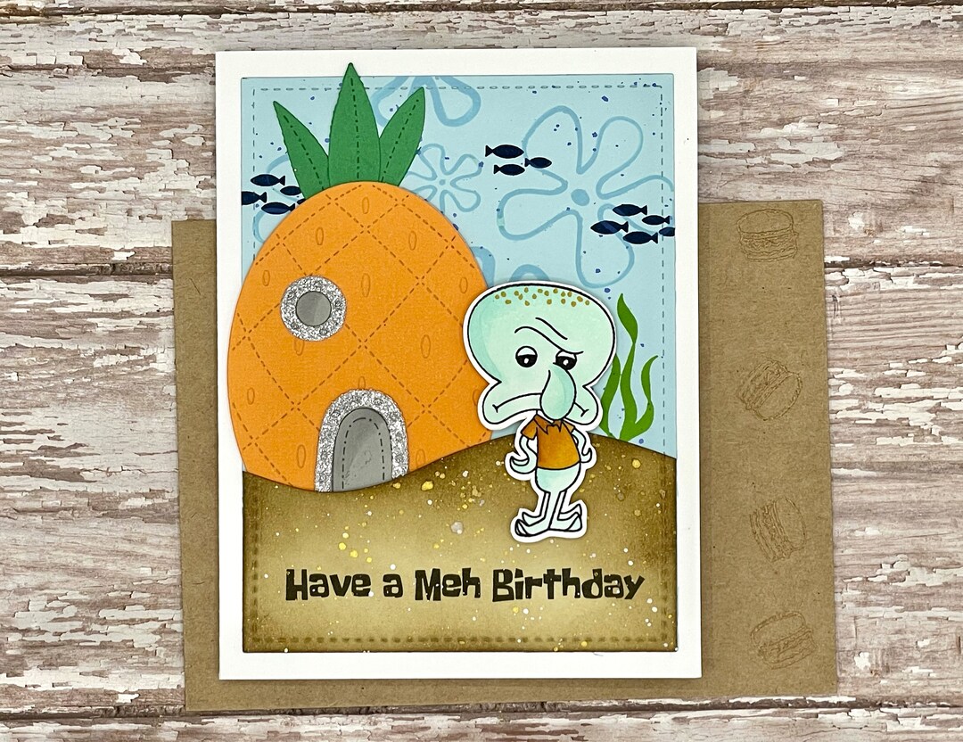 Squidward Handmade Birthday Card! Spongebob Birthday Card - Etsy