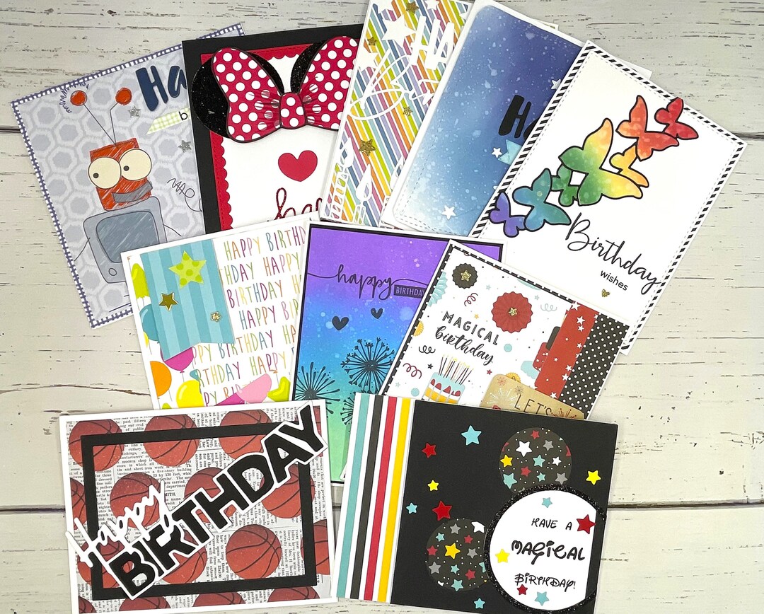 Assortment of 10 Handmade Birthday Cards Set of 10 Cards - Etsy