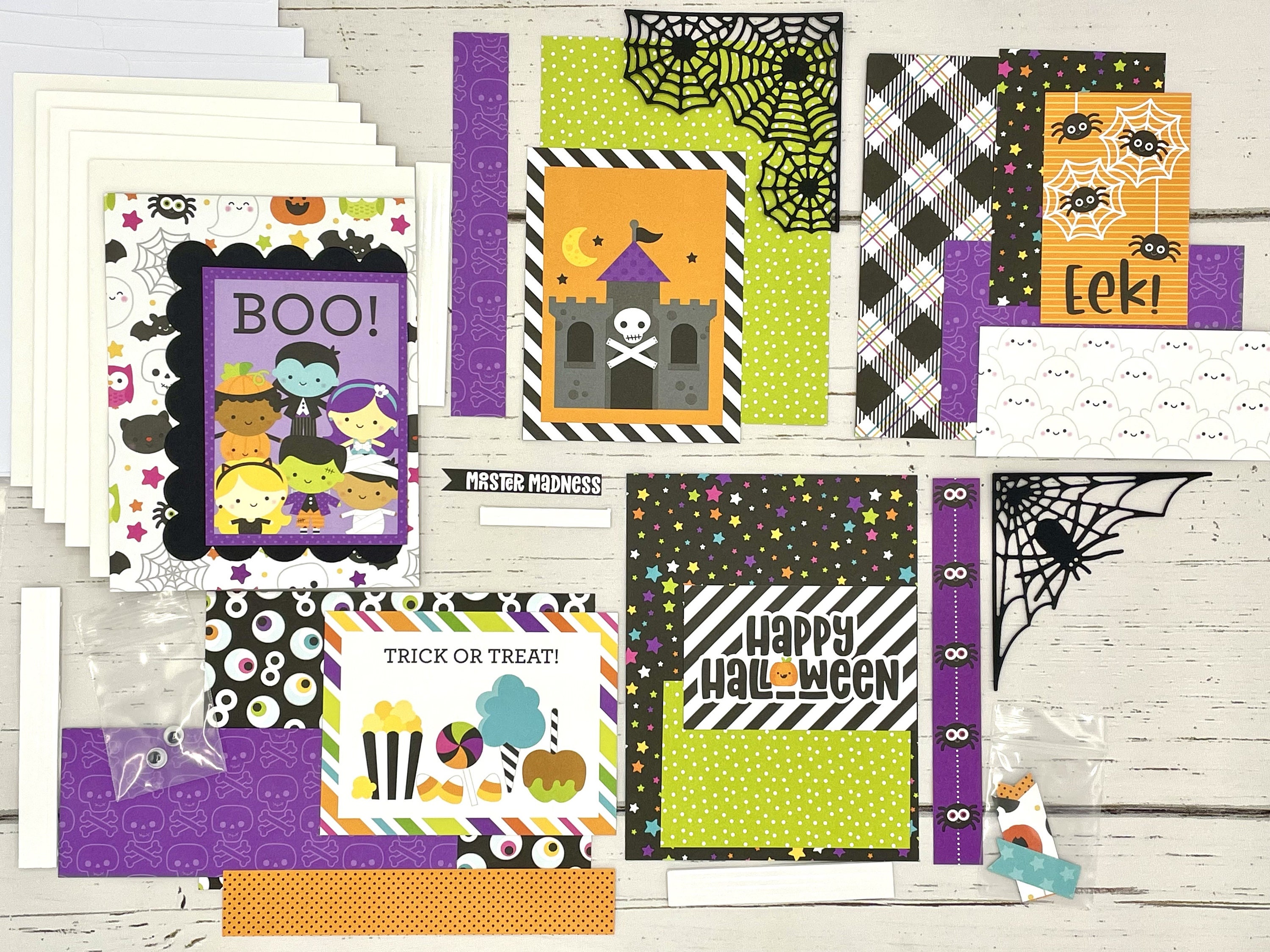 Halloween Card Making Kit #1- 5 Card Variety Pack DIY Kit- Make Your ...