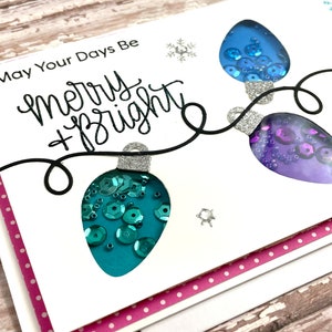 Christmas Lights SHAKER Card- Handmade Christmas Card - Etsy