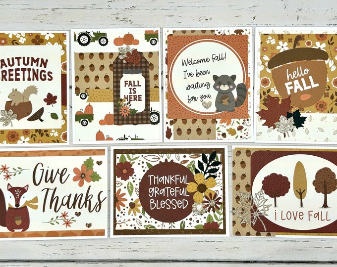 Fall Card Pack- Assortment of 7 COMPLETED Handmade Autumn Cards- Set of ...