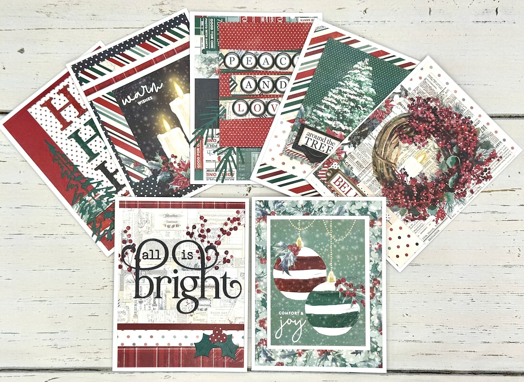 Vintage Christmas Card Pack- Assortment of 7 COMPLETED Handmade ...