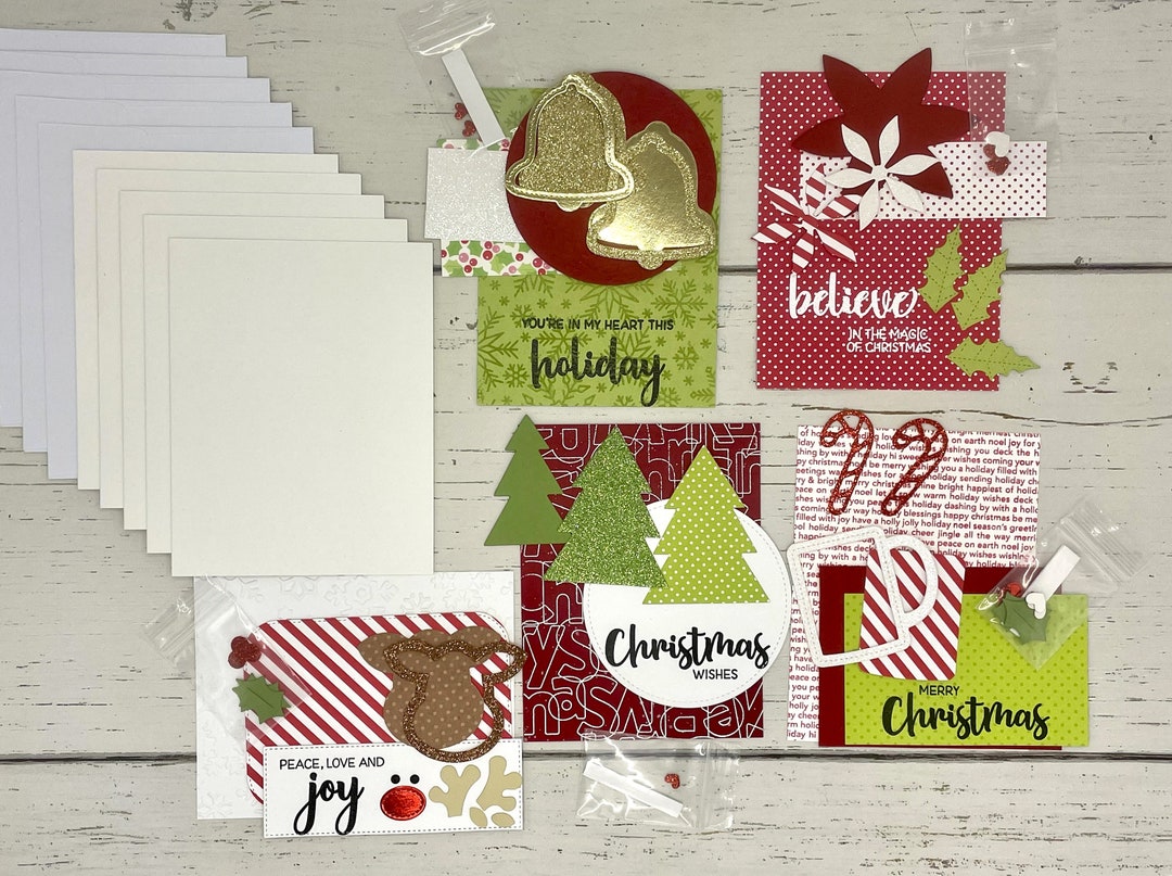 Christmas Card Making Kit- 5 Card DIY Kit- Holiday Card Kit- Make Your ...