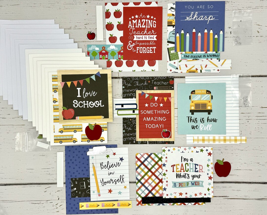 Back to School/teacher Card Making Kit #1- 7 Card DIY Kit- All Ages ...